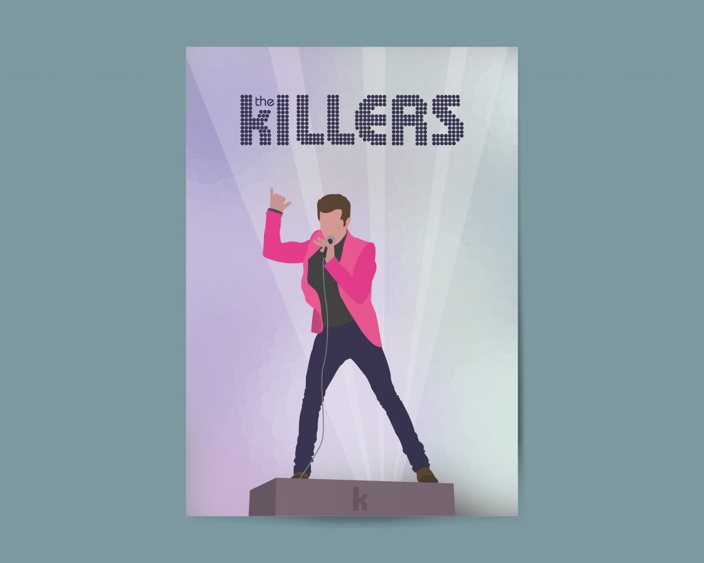 Digital The Killers Band Poster - Brandon Flowers in Pink – Snippy Cow
